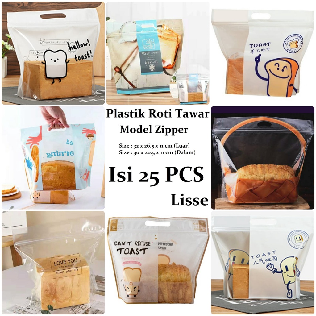 Jual Plastik Roti Tawar Kertas Toast Bag Zipper Kantong kemsan Roti ...