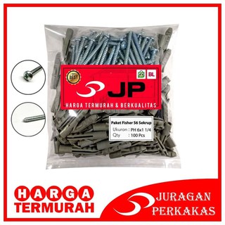 Jual PAKET FISHER S6 SEKRUP BAUT SKRUP TAPPING PH 6 x 1 1 4 HARGA 100 PCS | Shopee Indonesia