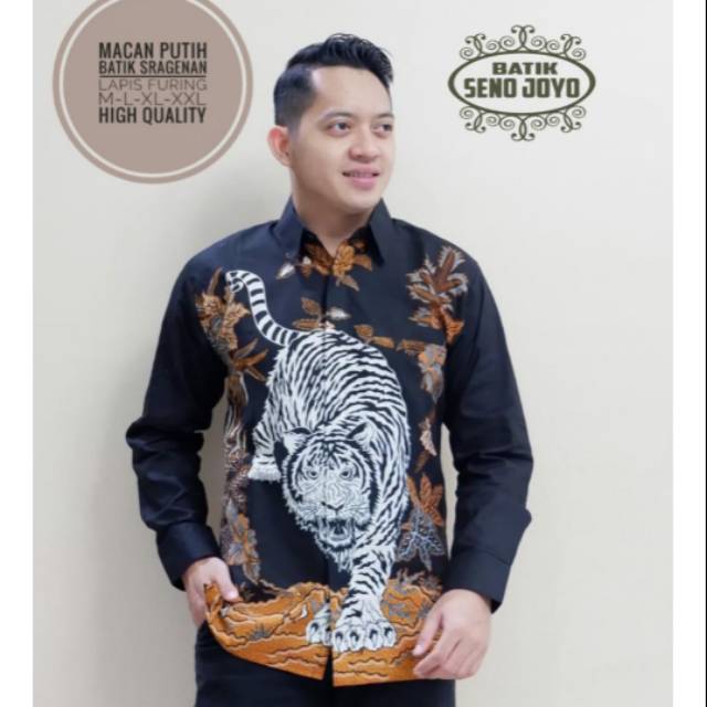 Batik Macan putih lengan panjang | Shopee Indonesia