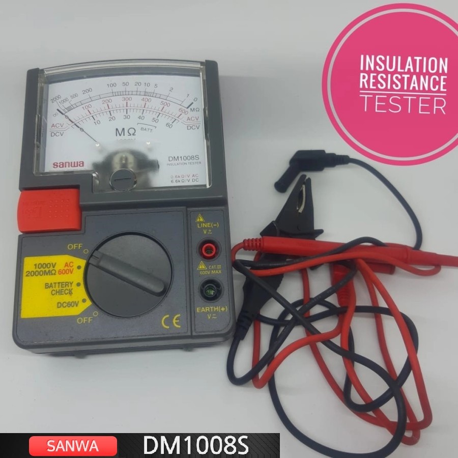 Jual Resistansi Insulasi Analog Megger Tester Sanwa DM1008S 2000M Ohm ...