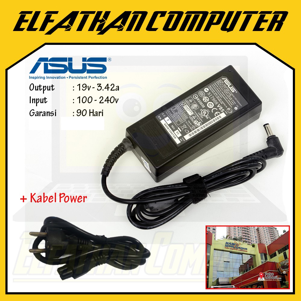 Jual Charger Casan Adaptor Laptop ASUS 19v - 3.42a A45V X44H A46V K43S A43S A42F K42F | Shopee ...