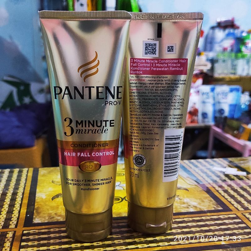 Jual Pantene Pro-v 3 Minute Miracle Conditioner Hair Fall Control 70ml - Kondisioner Rambut ...