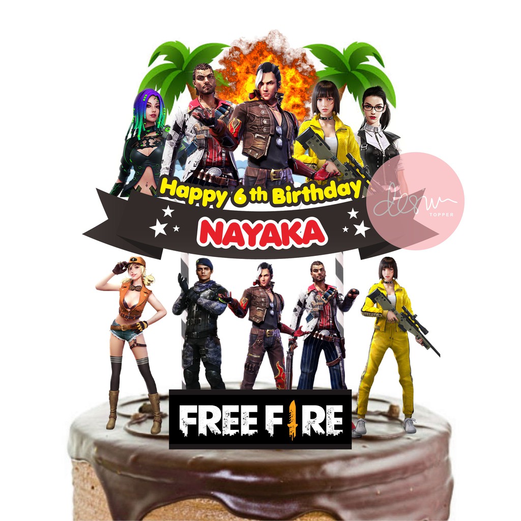 Jual Topper Cake Free Fire Lengkap (Custom Nama & Umur) FREE PACKING ...