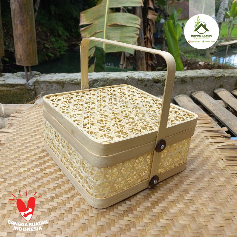 Jual RANTANG BAMBU KOTAK ANYAMAN LABA-LABA/RANTANG/HAMPERS BAMBU ...