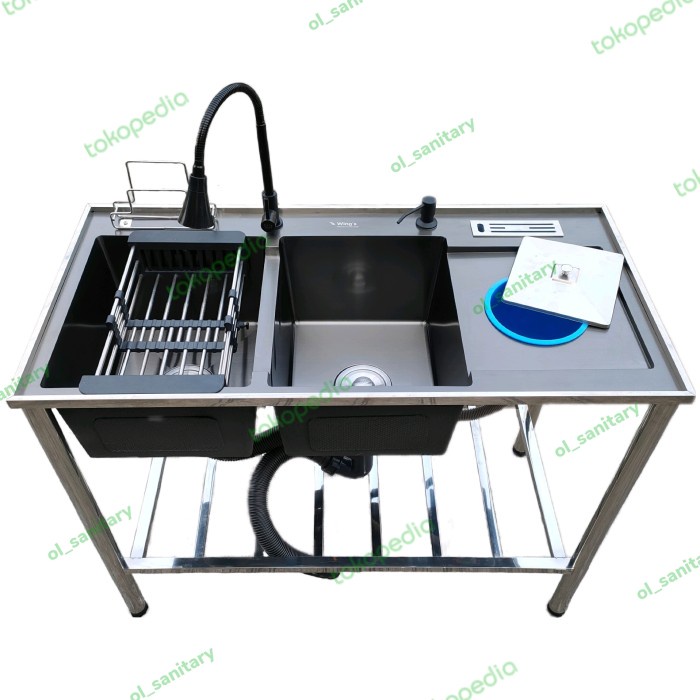 Jual kitchen sink portable hitam WINGS 100 X 48 stainless | Shopee ...