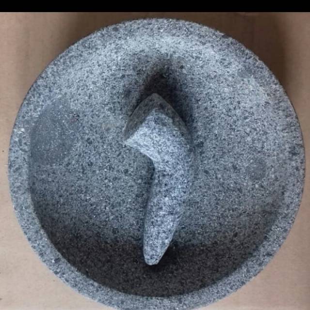 Jual Cobek Batu Bubut Asli / Batu Gunung + Ulekan Diameter 22cm ...