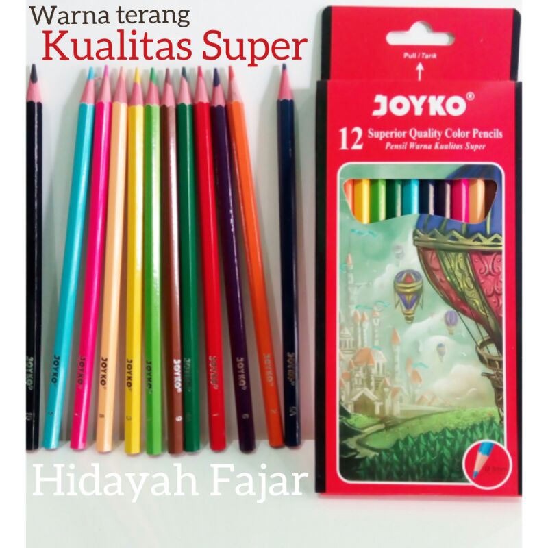 Jual Pensil Warna - Pensil 12 Warna Panjang Kualitas Super Indonesia ...