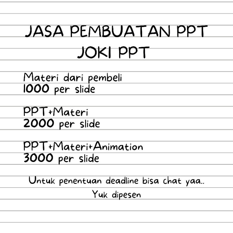 Harga joki ppt Terbaru Jan 2025 |BigGo Indonesia