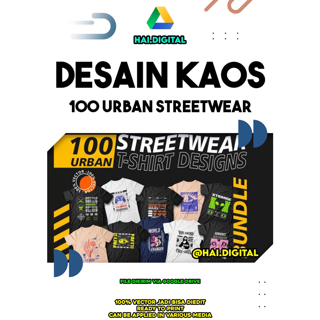 Jual 100 Desain Kaos Modern StreetWear Bisa Diedit (Vector) | Shopee ...
