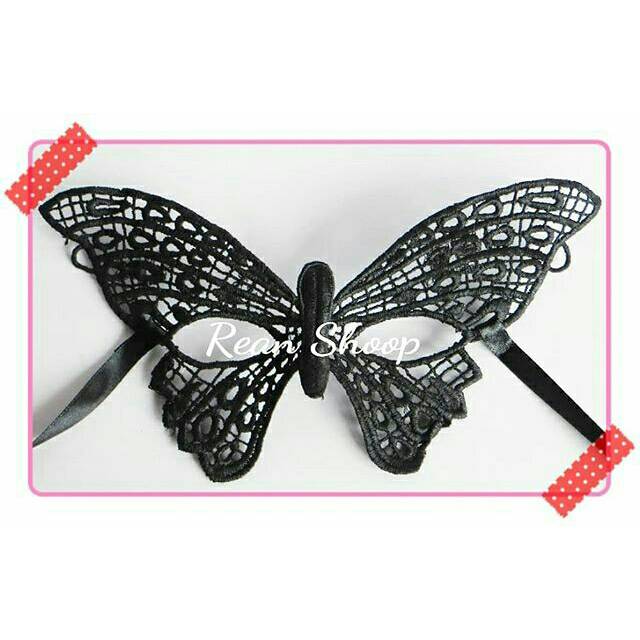 Jual Topeng wajah pesta party lace mask plastik polos motif renda hitam ...