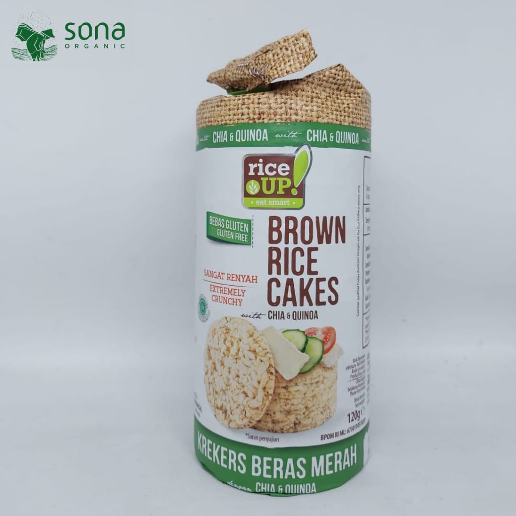 Jual RiceUP! Brown RIce Cakes (Crackers Beras Merah) Chia & Quinoa 120 G | Shopee Indonesia