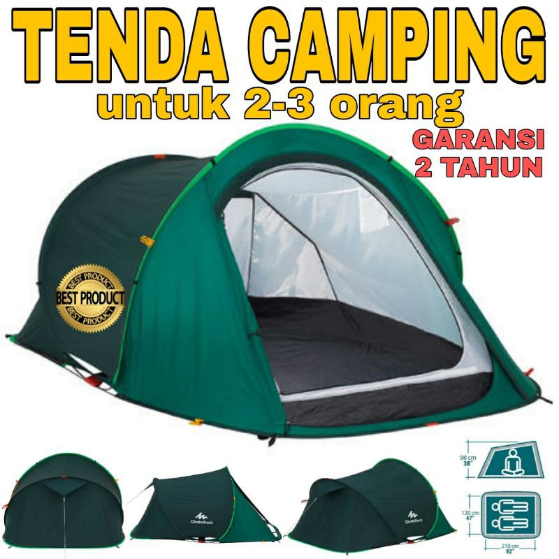 Jual TENDA CAMPING CAMP KEMPING KEMAH TENTE MUAT UNTUK 2 3 ORANG BESAR ...