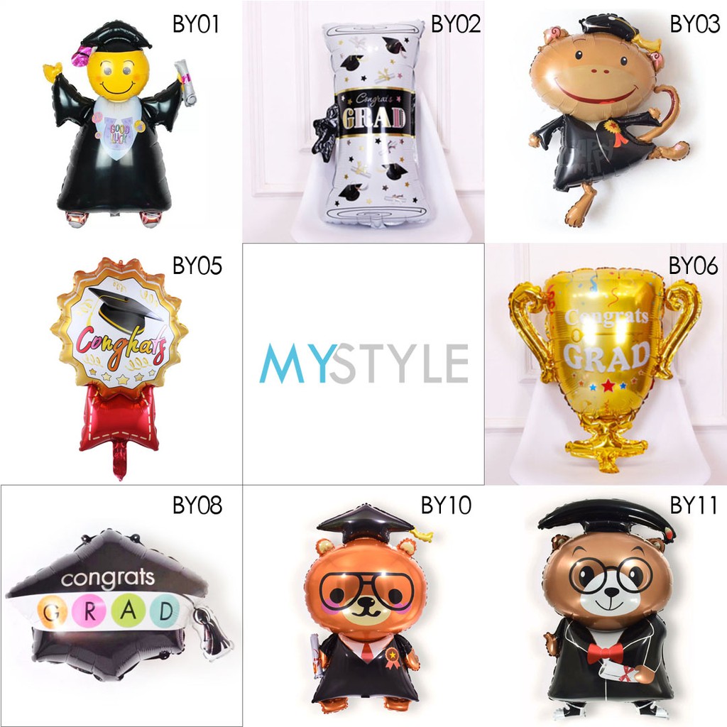 BALON FOIL WISUDA JUMBO MINI BULAT MIX GRADUATION GRAD MURAH BALON ...