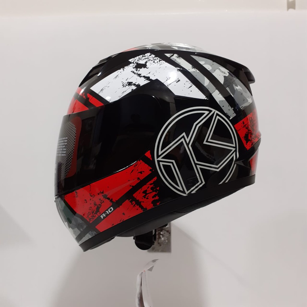 Jual HELM KYT R-10 #3 BLACK WHITE RED KYT R-10 #3 KYT R10 SMOKE VISOR ...