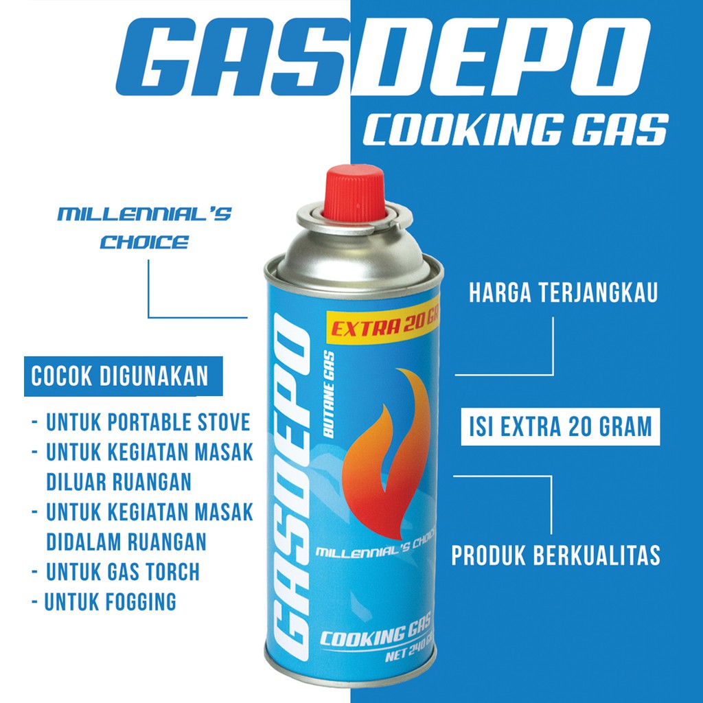 Jual Gas Kaleng GASDEPO Cooking Gas - ISI 240 GRAM | Shopee Indonesia