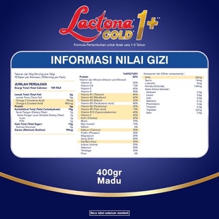 Jual LACTONA 1+ GOLD Rasa Vanilla/Madu 400 gram | Shopee Indonesia