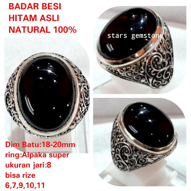 Jual CINCIN BATU BADAR BESI HITAM NATURAL NEMPEL MAGNET | Shopee Indonesia