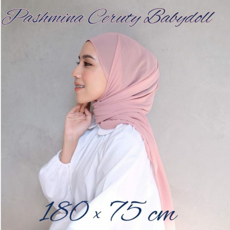 Jual JILBAB PASHMINA CERUTY BABYDOLL HIGH PREMIUM SIZE 180cm X 75cm | Shopee Indonesia