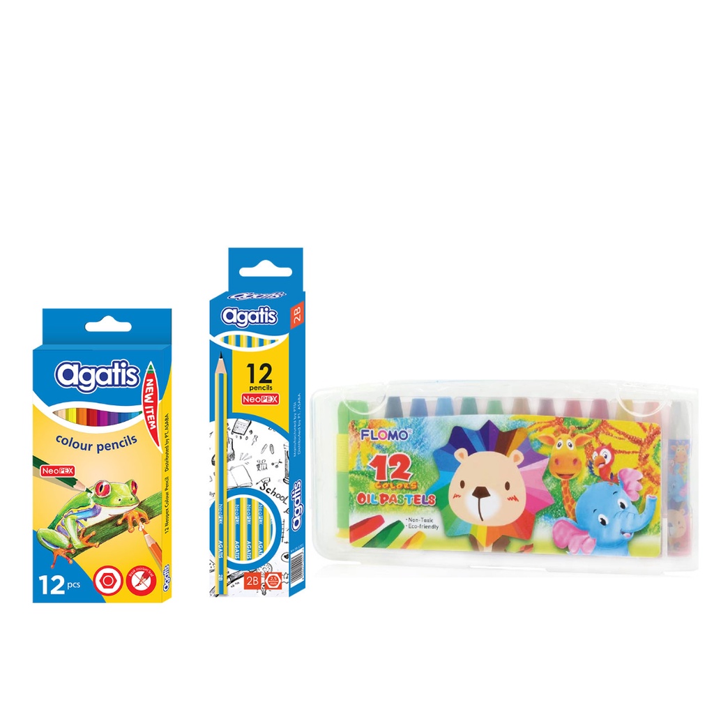 Jual PAKET ALAT TULIS MEWARNAI MENGGAMBAR FLOMO X AGATIS - CRAYON ...