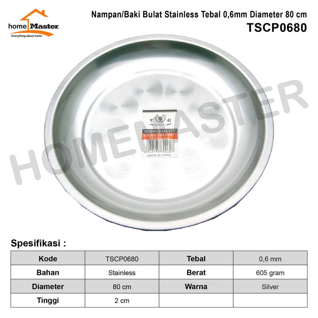 Jual HomeMaster Nampan/Baki/Tray Bulat/Round Stainless Tebal/Thickness 0,6 mm Diameter 80 CM ...