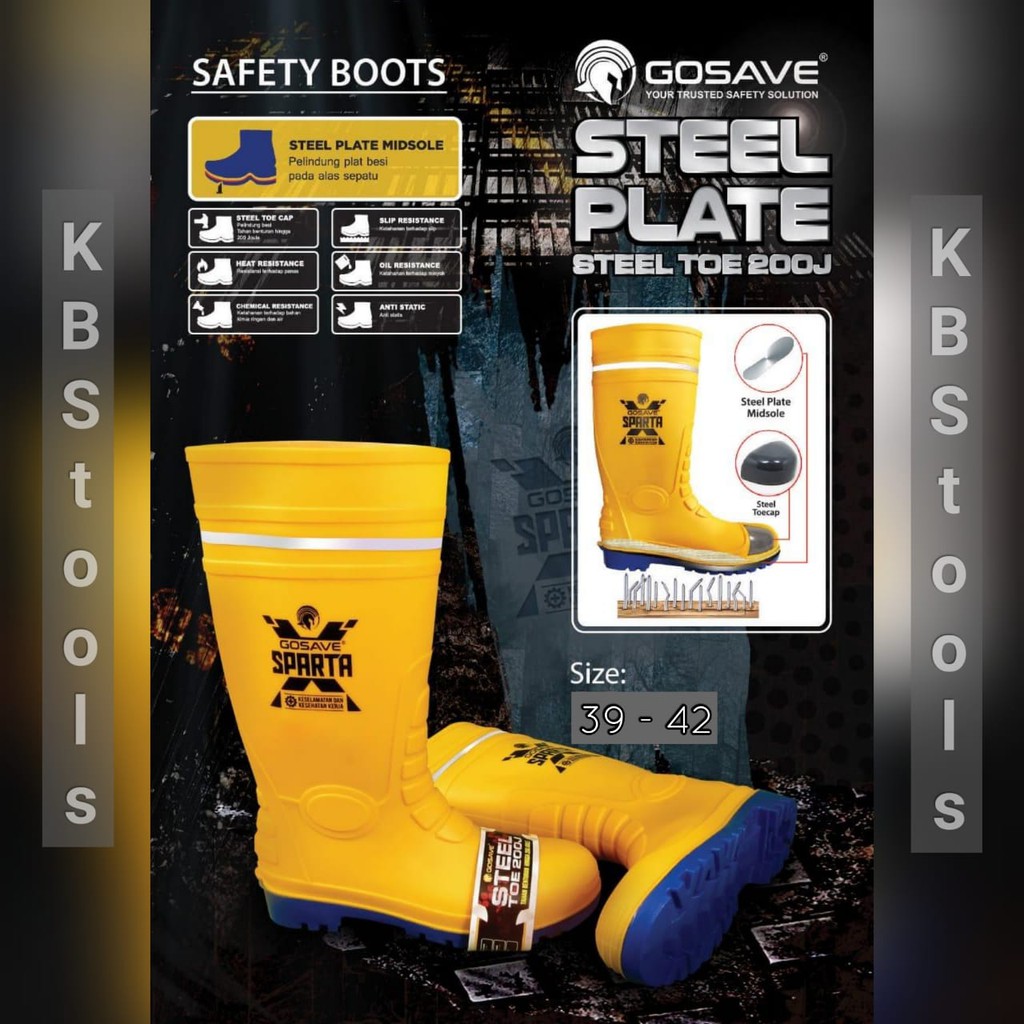 Jual Sepatu Boots Rubber Safety GOSAVE X SPARTA Sepatu Proyek Tebal 39 ...