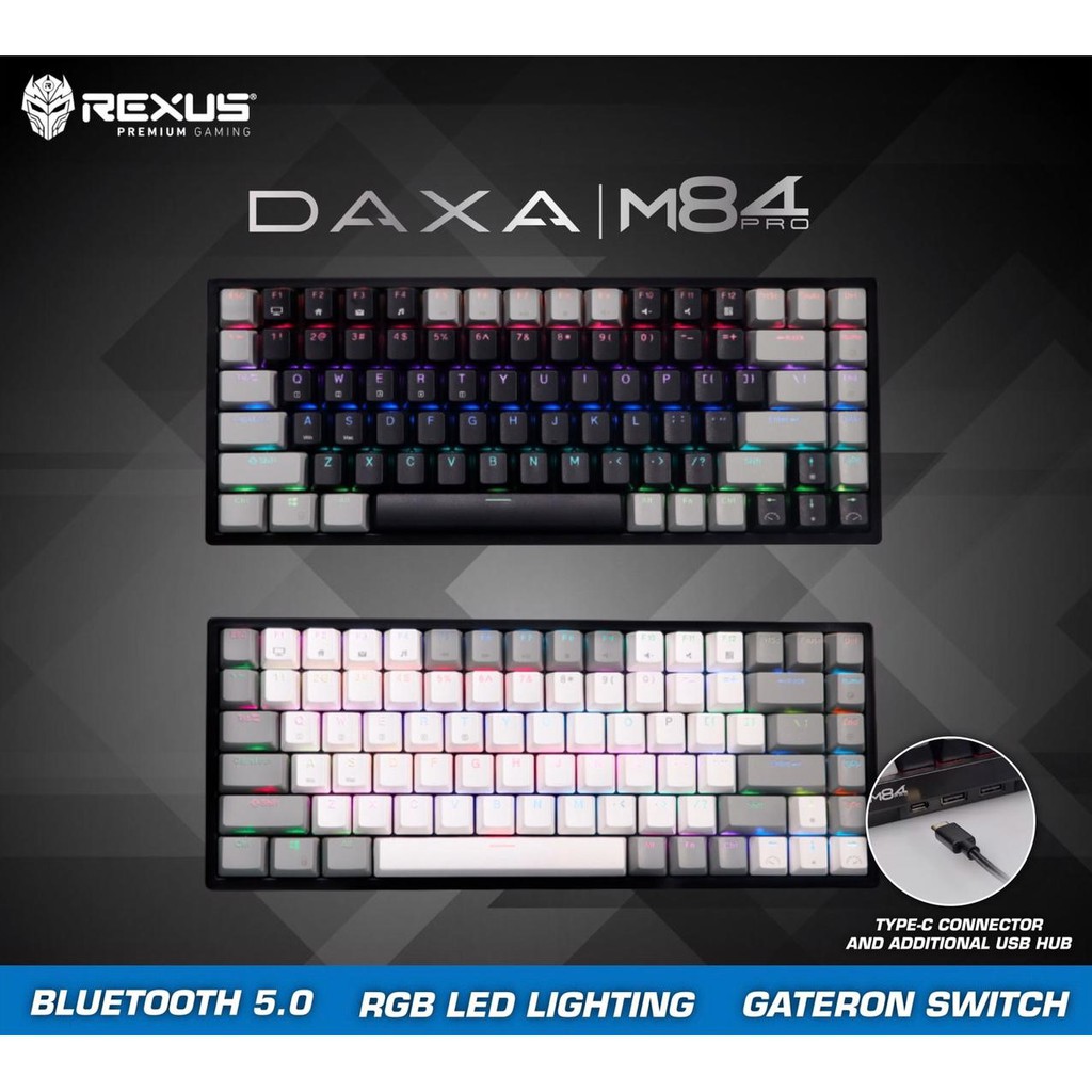 Jual REXUS DAXA PRO M84 PRO WIRED / BLUETOOTH MECHANICAL GAMING ...