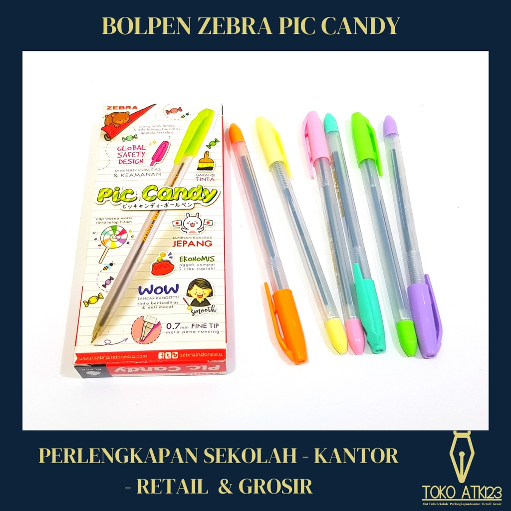 Jual Ballpoint / Bolpen / Pulpen Merk Zebra Pic Candy Fine Tip 0.7 ...