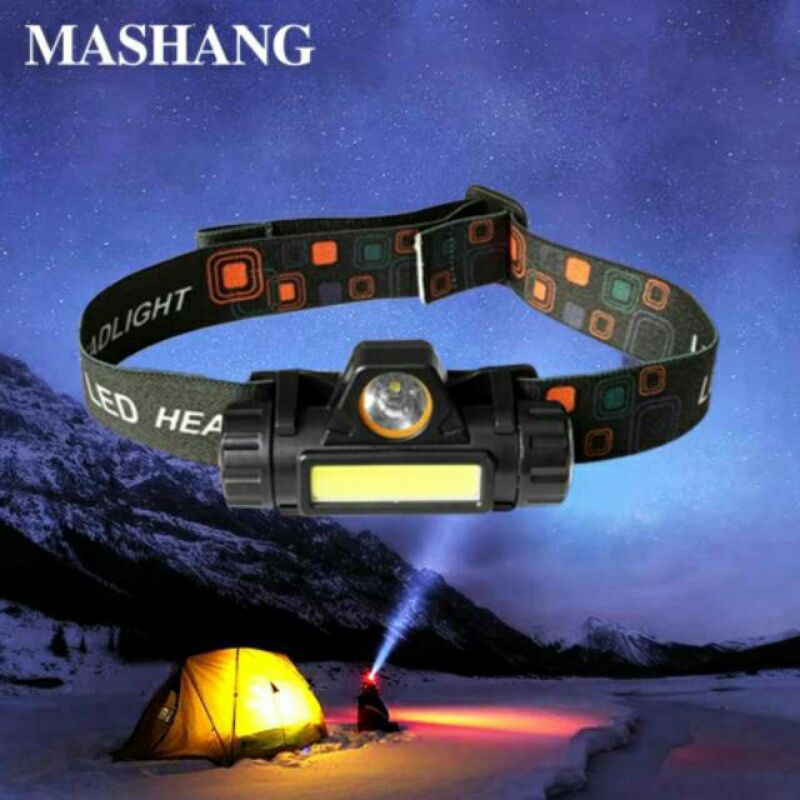 Lampu Senter Kepala LED High Power Head Lamp COB Rechargeable Plus ...