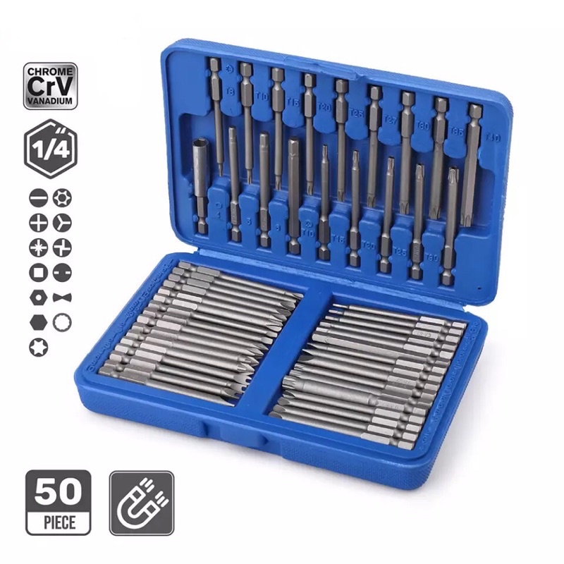 Jual Mata Obeng Screwdriver Magnetic bit Set 50 piece | Shopee Indonesia