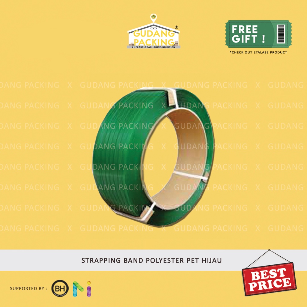 Jual Tali Strapping Band Polyester PET (Warna Hijau / Hitam) 20Kg ...