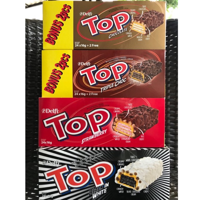 Jual Delfi Top Chocolate / Black n White / Strawberry / Triple Choc ...