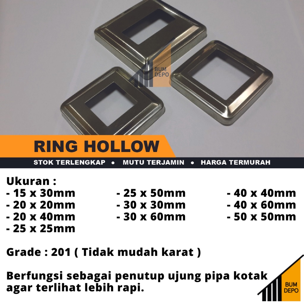 Jual TUTUP PIPA KOTAK RING HOLLOW STAINLESS STEEL | Shopee Indonesia