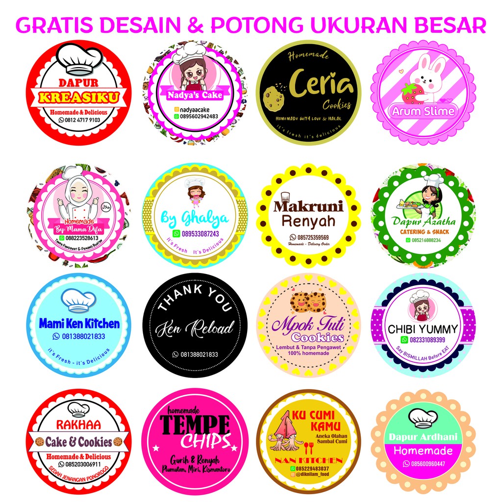 Jual Cetak Stiker Label Makan Murah Bulat Ukuran Besar | Shopee Indonesia