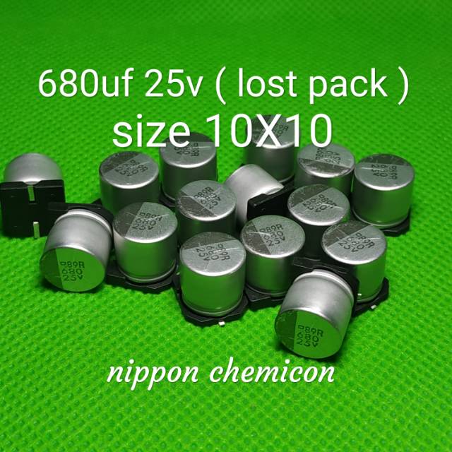 Jual Solid kapasitor capasitor elko elco SMD 680uf 25v size 10X10 ...