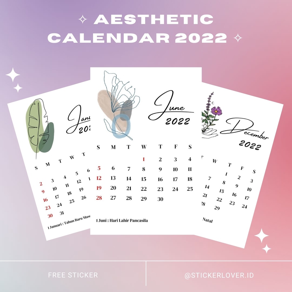 Jual [PROMO] Kalender Aesthetic 2022 / Aesthetic Calender 2022 FREE ...