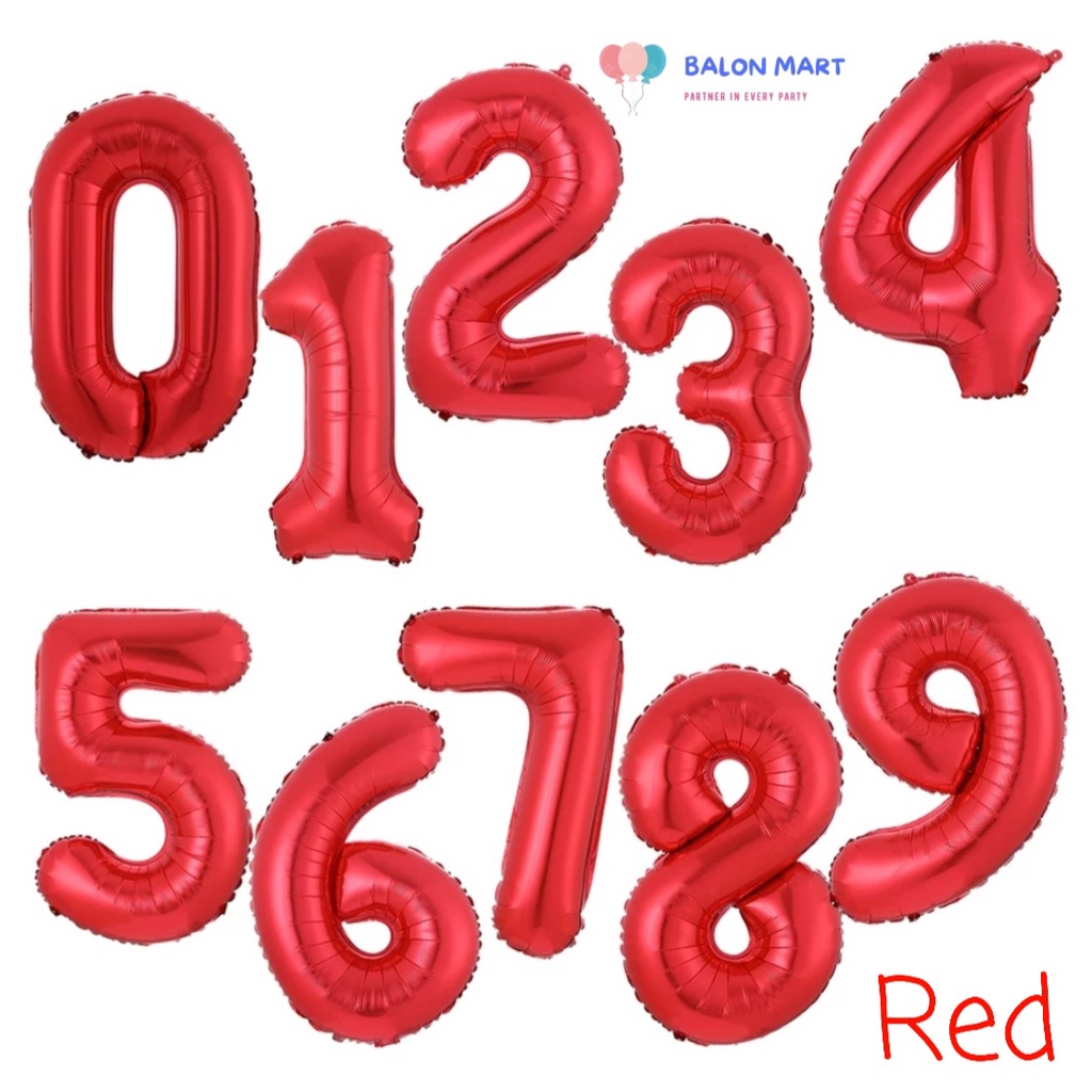 Jual Balon Foil Angka Merah 32inch/80cm | Shopee Indonesia
