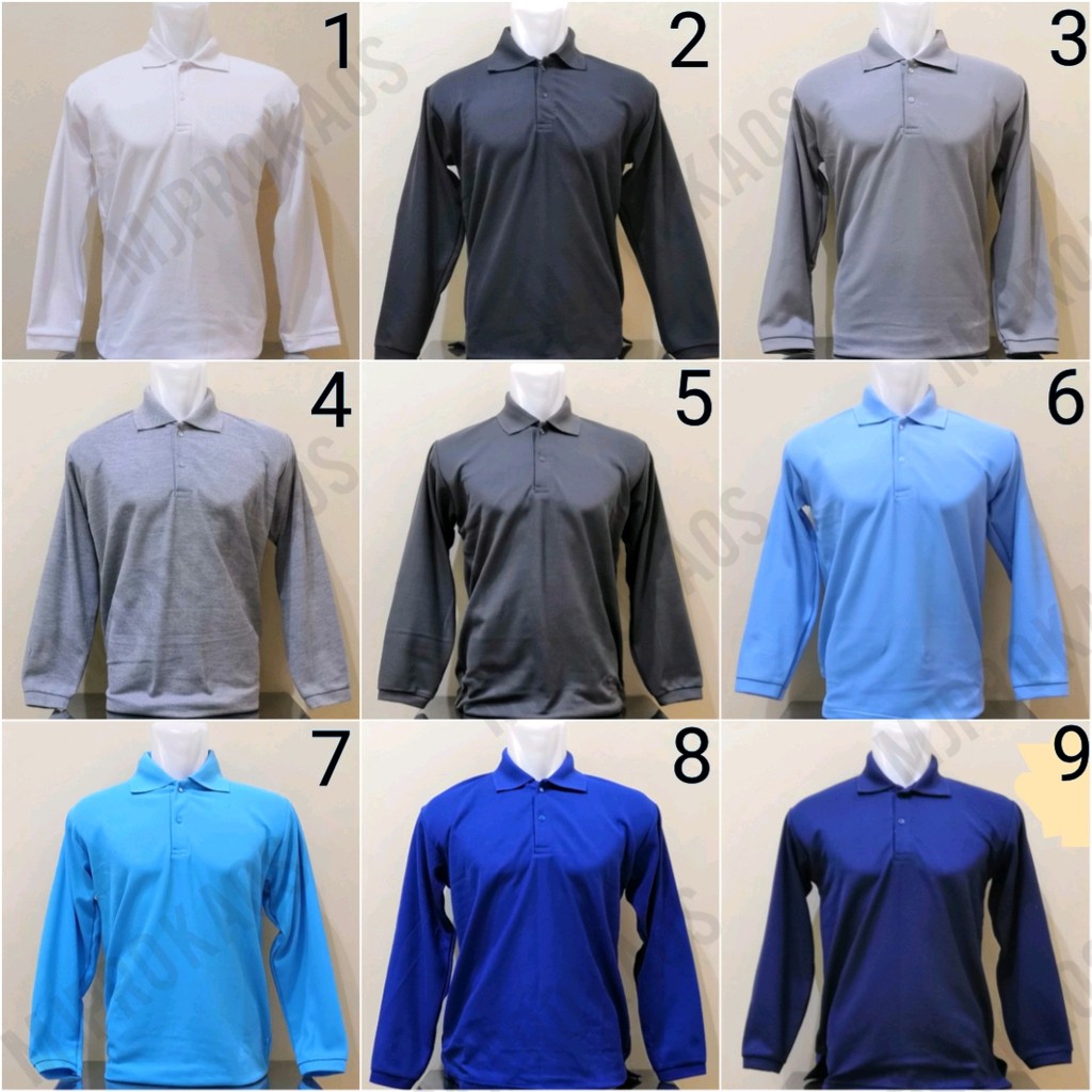 Kaos Polo Lengan Panjang/ Kaos Kerah Lengan Panjang/ Polo Shirt/ Polo ...