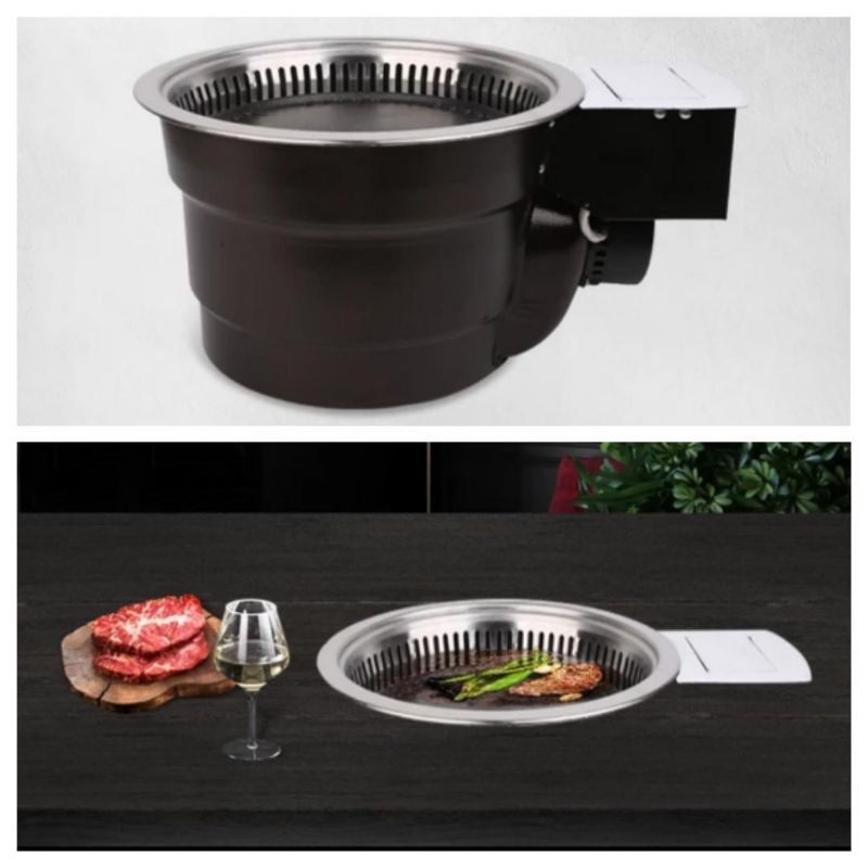 Jual Smokeless Charcoal BBQ Grill Bulat (Tanam Meja) with Electric Self ...