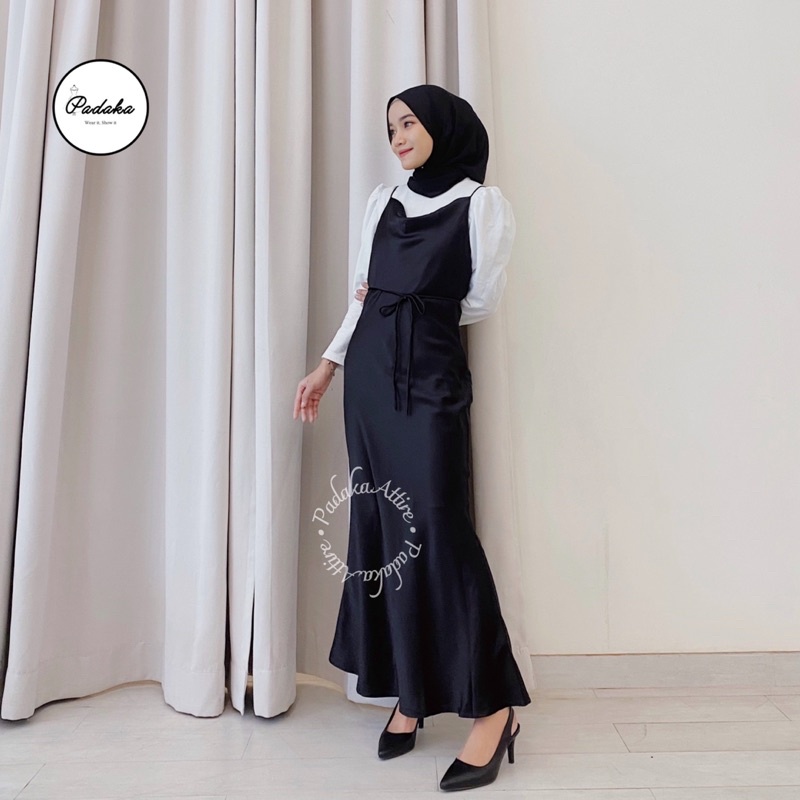 Jual SILK DRESS SAMILE - DRESS SATIN - PADAKA ATTIRE | Shopee Indonesia