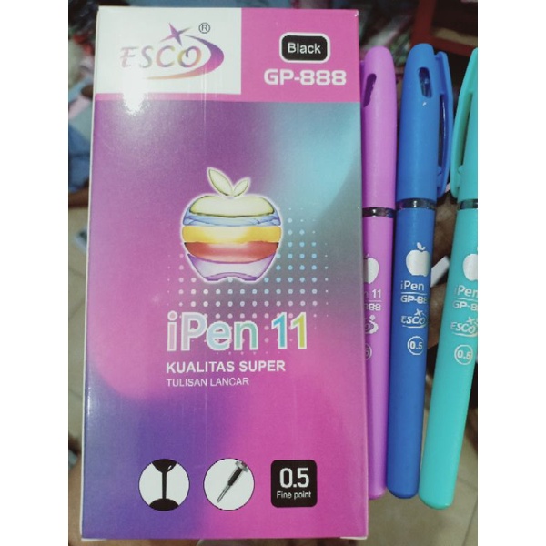 Jual (120gr) 1pak pulpen gel APEL ESCO isi 12pcs | Shopee Indonesia