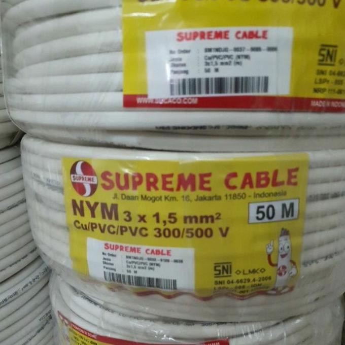 Jual Kabel Listrik Nym 3X1.5Mm Supreme Nym 3X1,5 Supreme 50Meter 1Roll 50M Raida_Store1 | Shopee ...
