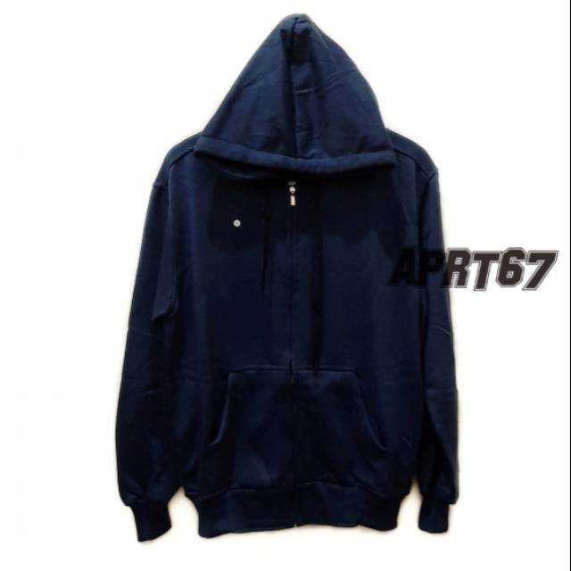 Jaket Polos Hoodie Biru Dongker / Navy UNISEX Untuk Pria & Wanita ...
