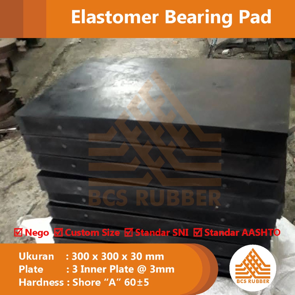 Jual Elastomer Bearing Pad Karet Bantalan Jembatan 300x300x30 3Inner Plate 3mm | Shopee Indonesia