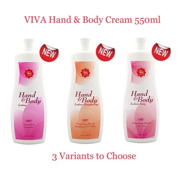 Jual VIVA HAND & BODY LOTION 550 ML (3 Variants to Choose) | Shopee ...