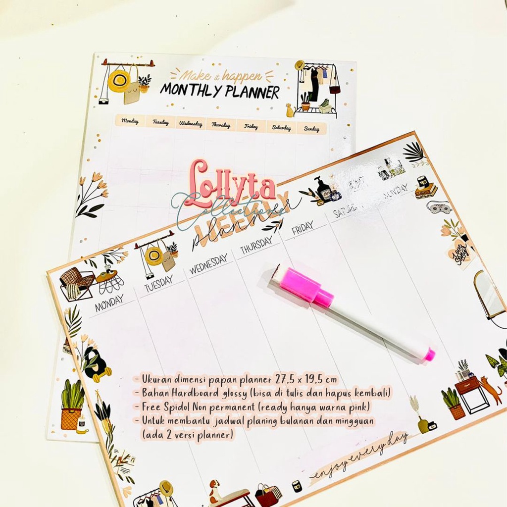 Jual Papan Planner mingguan dan bulanan / Schedule Organizer | Shopee ...