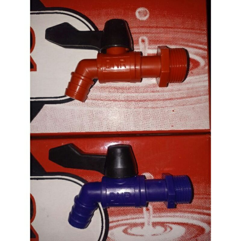 Jual kran air merk DNR tembok warna merah/kran PVC ukuran 1/2" 3/4" plastik | Shopee Indonesia