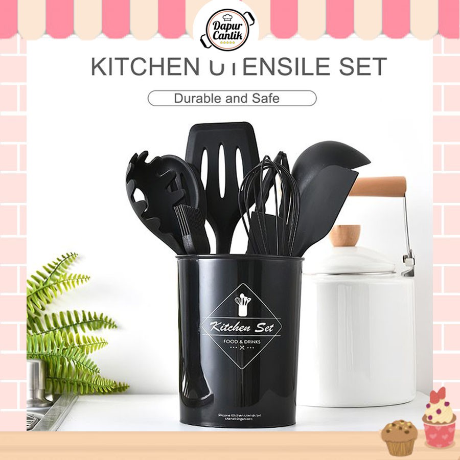 DapurCantik Set 12 PCS Spatula Masak Sutil Sendok Masak Silicone ...