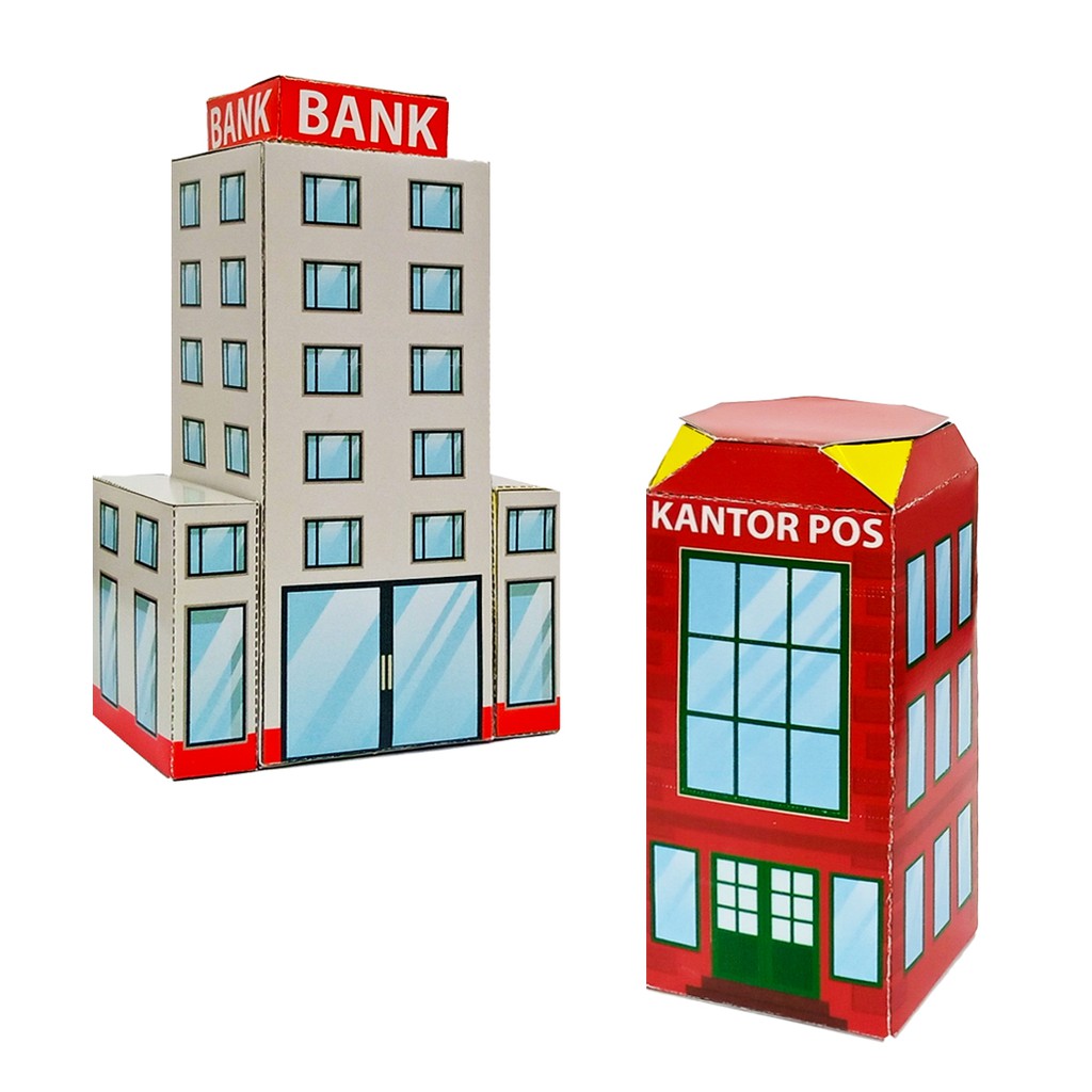Jual Papercraft Miniatur Bangunan Bank dan Kantor Pos | Shopee Indonesia