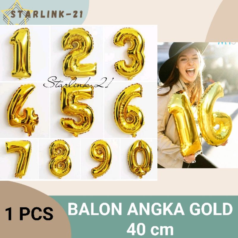 Jual BALON FOIL ANGKA GOLD 40 cm | Balon Angka Ultah | Shopee Indonesia