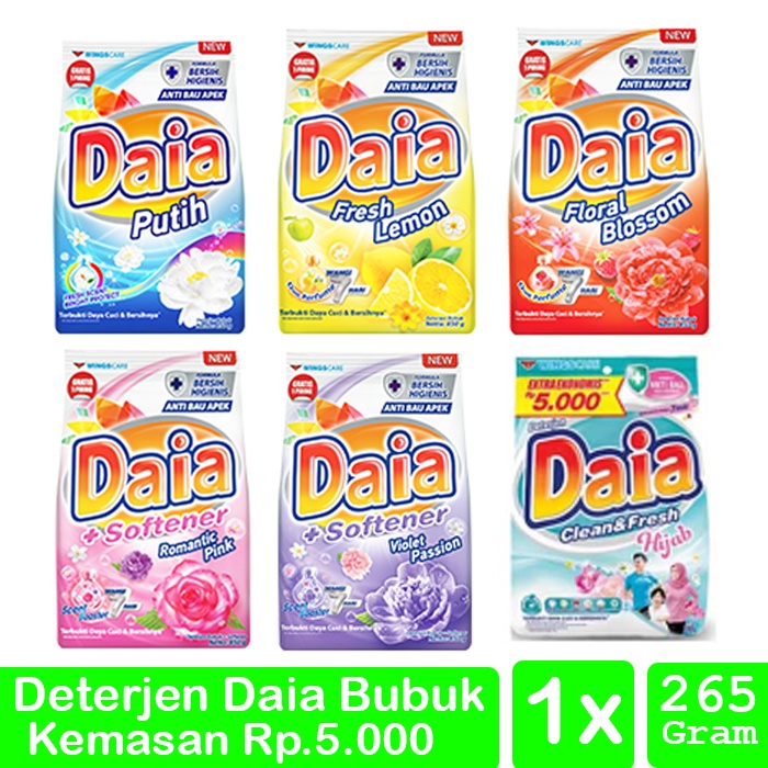 Jual DAIA DETERGENT, SABUN CUCI BUBUK KEMASAN EKONOMIS 280g | Shopee ...
